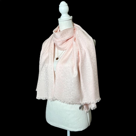 Calvin Klein | Accessories | Calvin Klein Pink Monogram Large Wrap ...